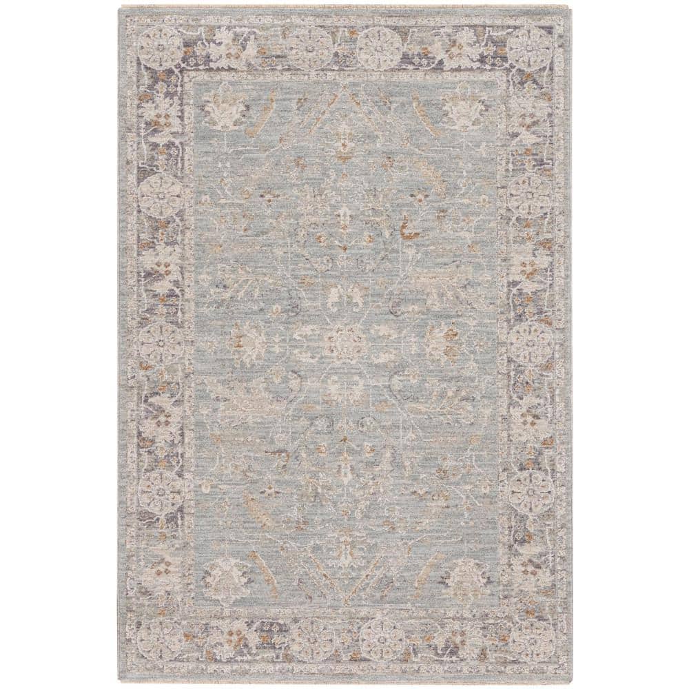 Nourison Asher Blue Ivory 5 ft. x 8 ft. All-over design Traditional ...