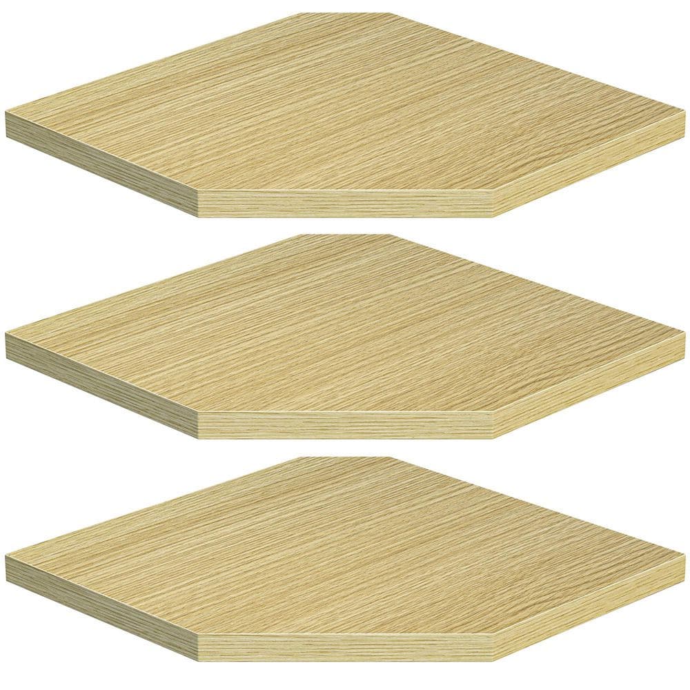 7 in. W x 7 in. D Oak Corner Shelf Wall Mount Floating Corner Shelves ...