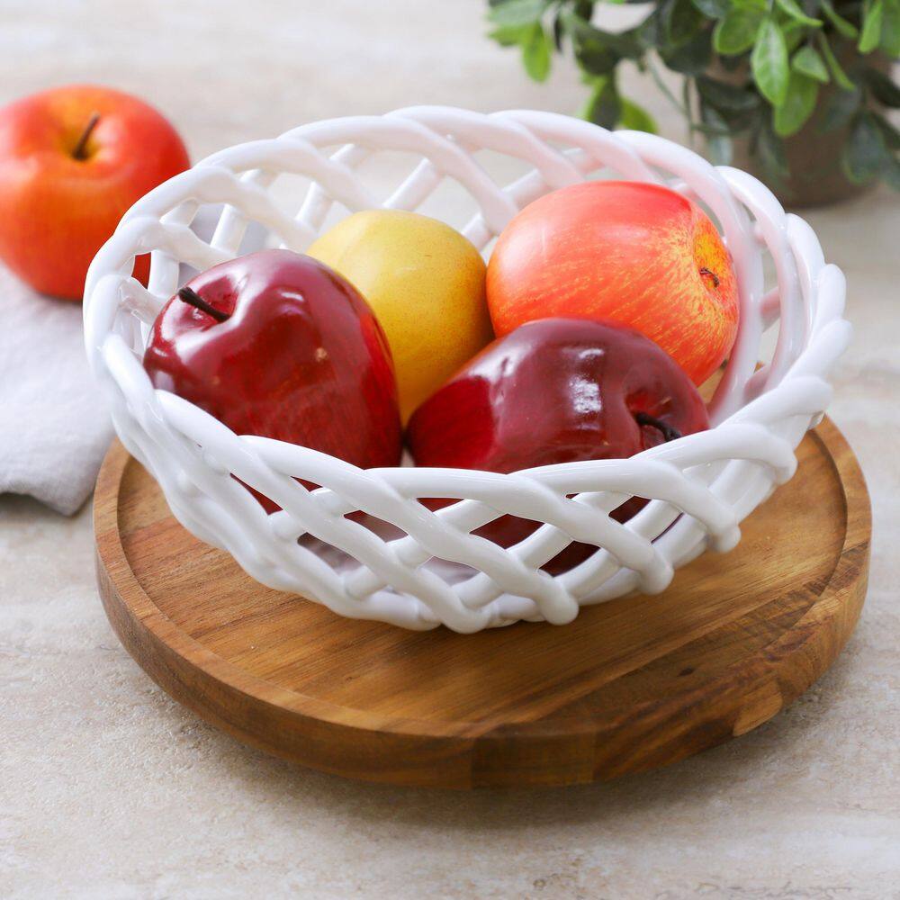 Meritage Modern Prestige 9.5 Inch Round Dolomite Stoneware Basket ...