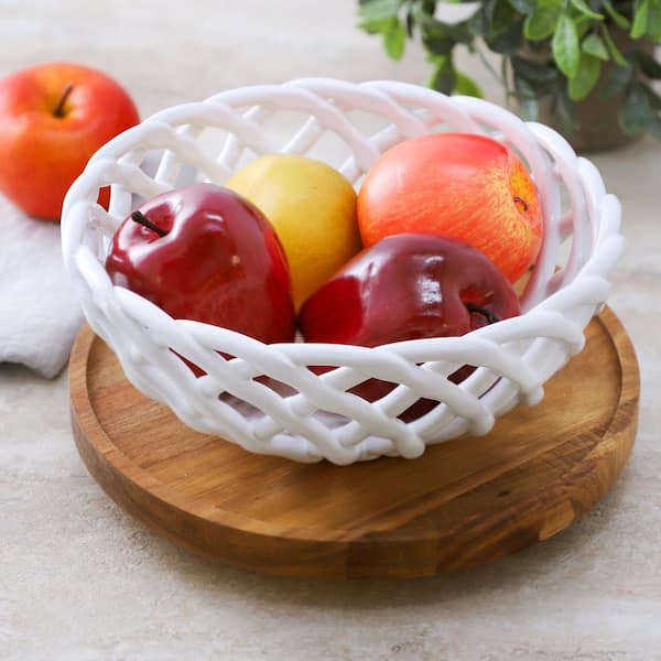 Meritage Modern Prestige 9.5 Inch Round Dolomite Stoneware Basket ...