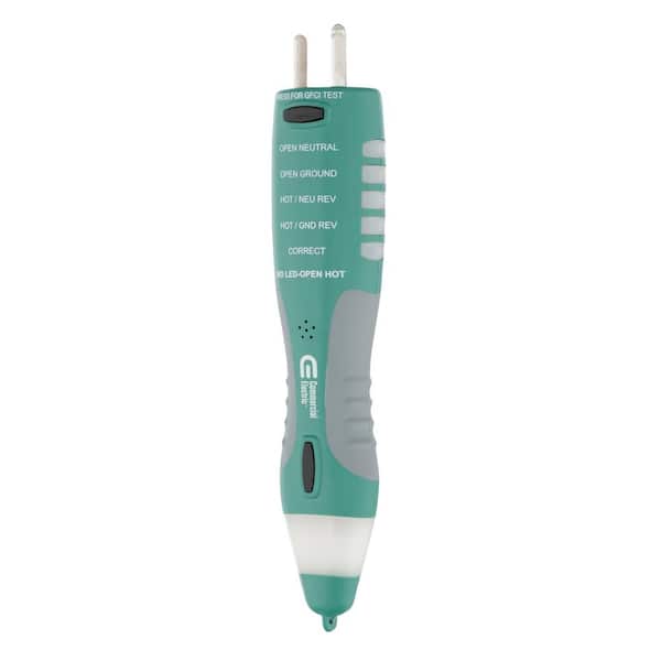 Commercial Electric DualCheck 2 in 1 Tester 50 1000V AC Non Contact Voltage Analog Detector and GFCI Outlet Circuit Analyzer CE VD7504GFI The Home Depot