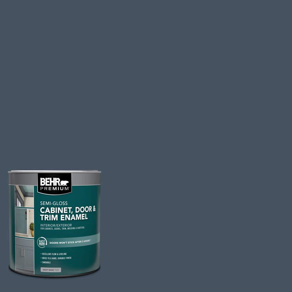 BEHR PREMIUM 1 qt. #ECC-30-3 Night Tide Semi-Gloss Enamel Interior ...