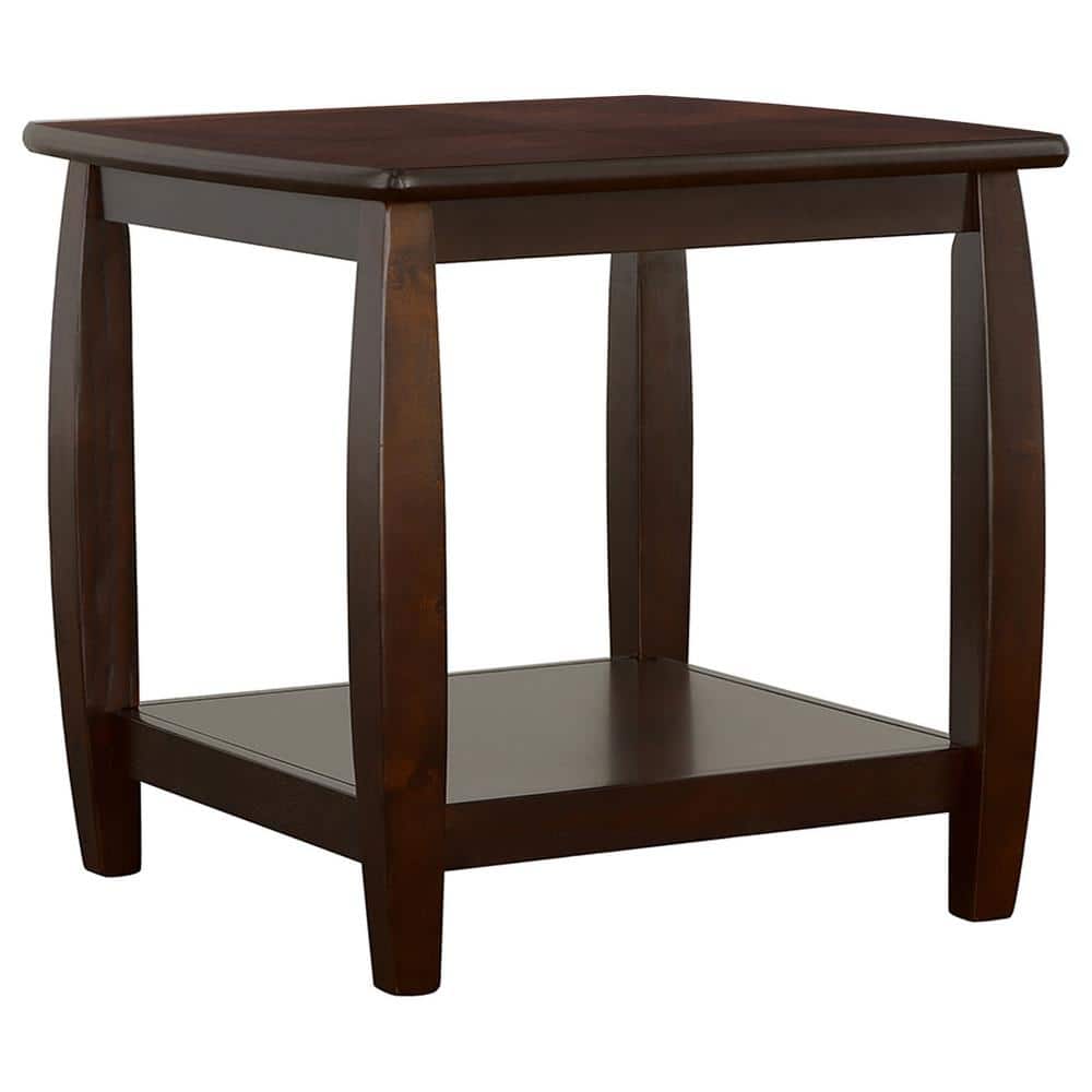 Coaster Dixon 23.5 in. Espresso Square Wood Top End Table with Bottom ...
