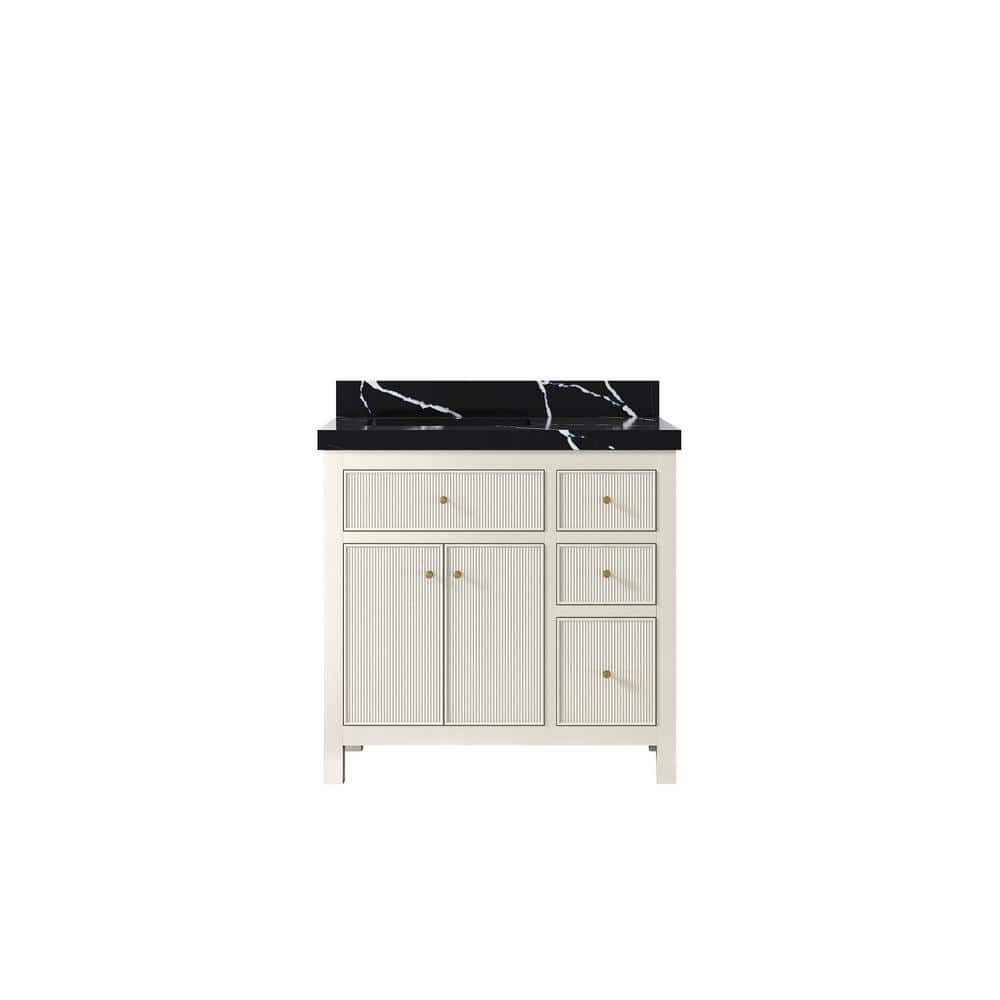 Willow Collections Sonoma 36 in. Left Sink Freestanding Alabaster Bath ...