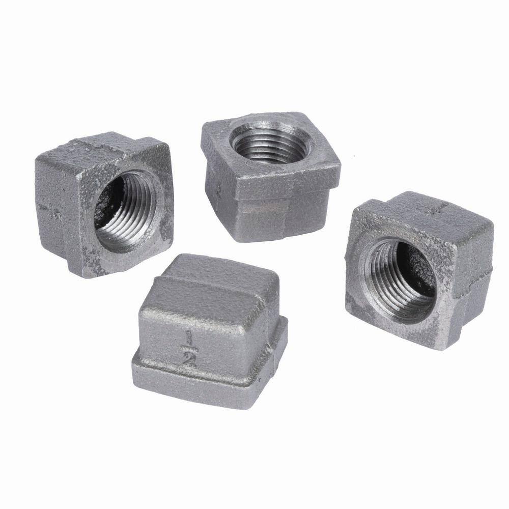 PIPE DECOR 1/2 in. Black Malleable Iron Square Cap (4-Pack) PDB SQCA-12 ...
