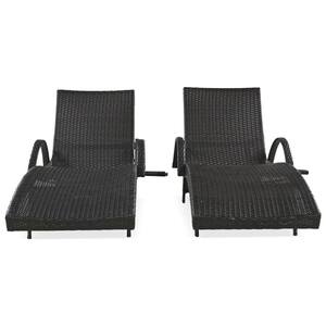 80 in. Gray Wicker Outdoor Chaise Lounge Chairs Set of 2-Rattan ...
