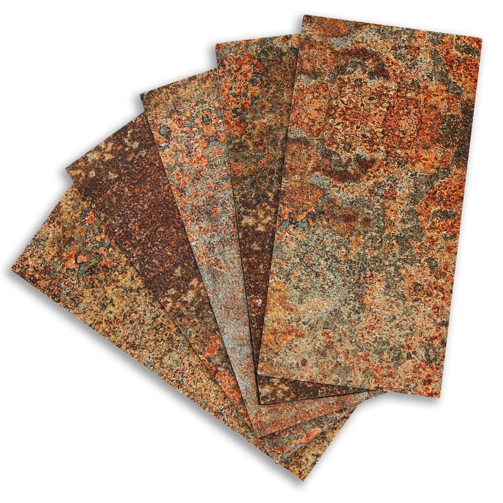 Yipscazo Subway Collection Rustic Red 4 in. x 8 in. PVC Peel and Stick ...