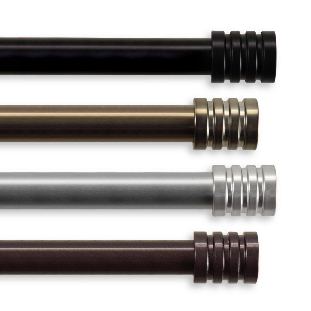 Rod Desyne 18 in. - 28 in. Black Telescoping Single Curtain Rod Kit ...