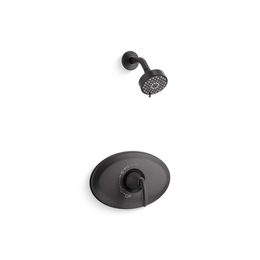 KOHLER Remodel Rite-Temp Lever 1-Handle 1.75 GPM Wall Mount Shower Trim in Matte Black (Valve ...