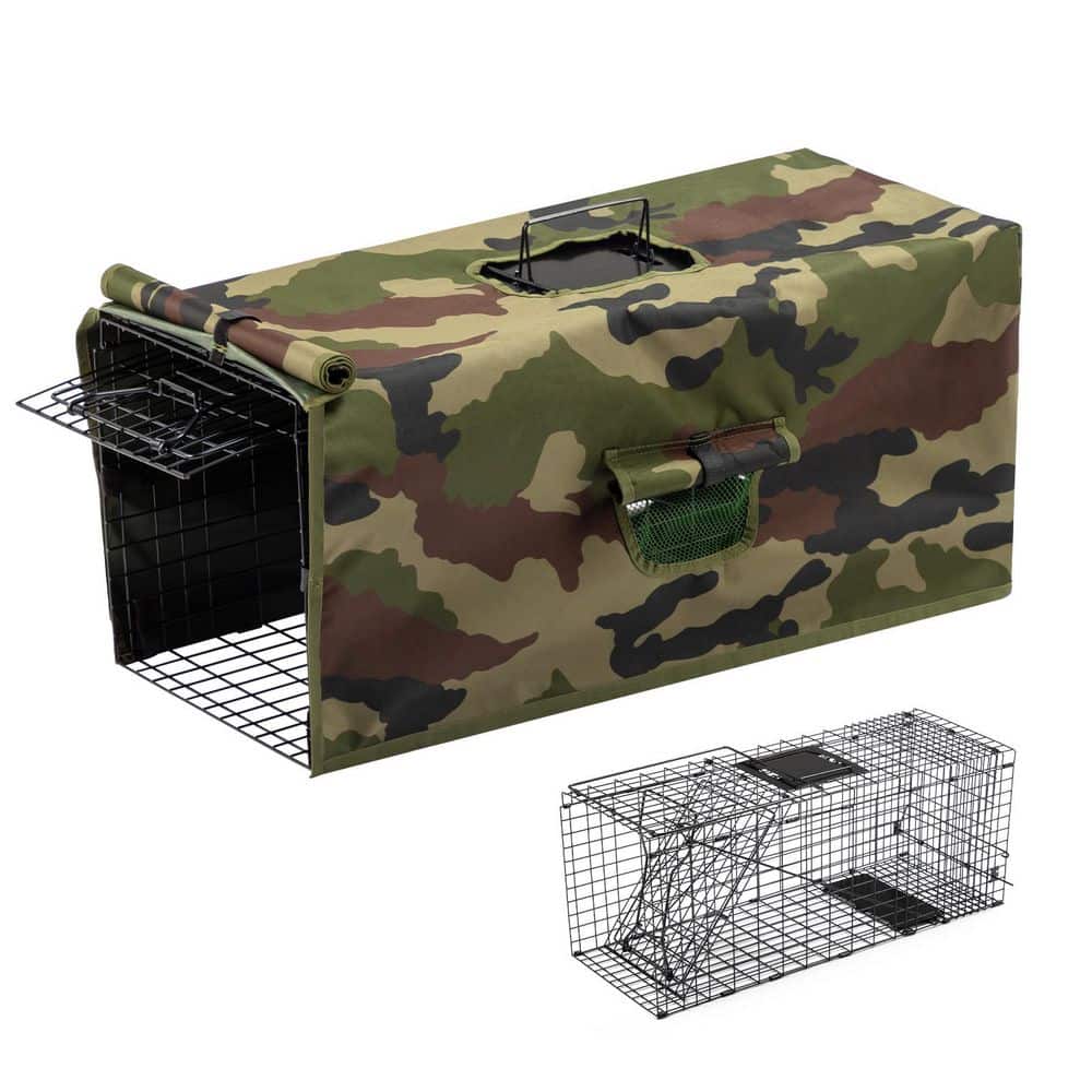Karl home 30 in. Black Easy-Set Outdoor Iron Small Animal Folding Cage ...