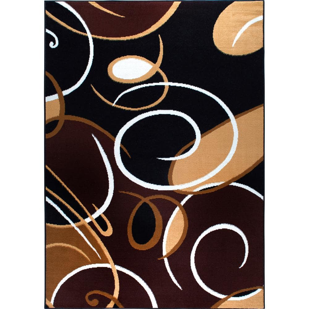 Brookstone Premium Loire Black/Brown 8 ft. x 10 ft. Geometric Area Rug ...