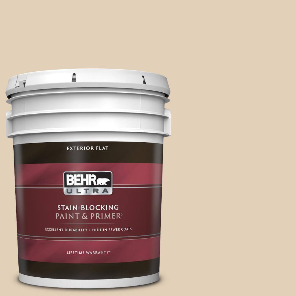BEHR ULTRA 5 gal. #PWN-66 Toasted Cashew Flat Exterior Paint & Primer ...