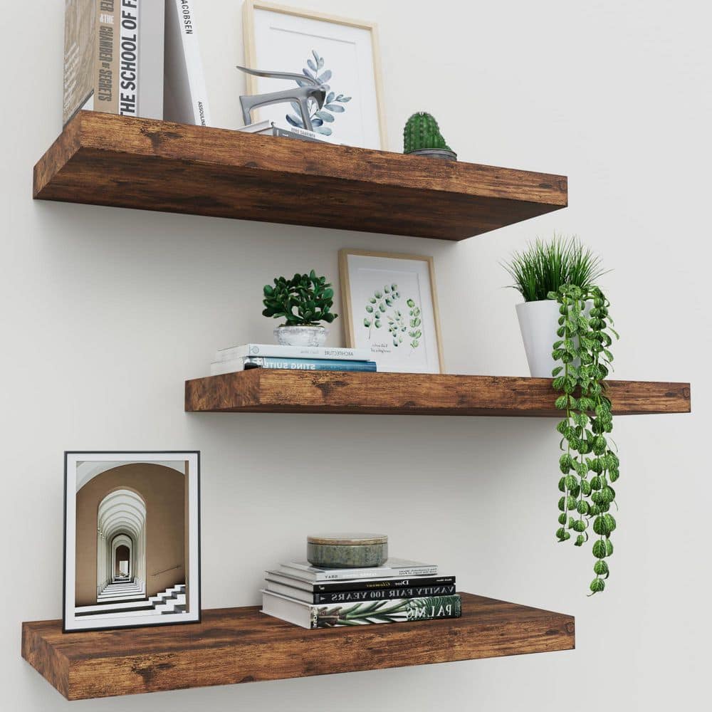 16 in. W x 6.7 in. D Floating Shelves for Wall (Set of 3) Floating ...