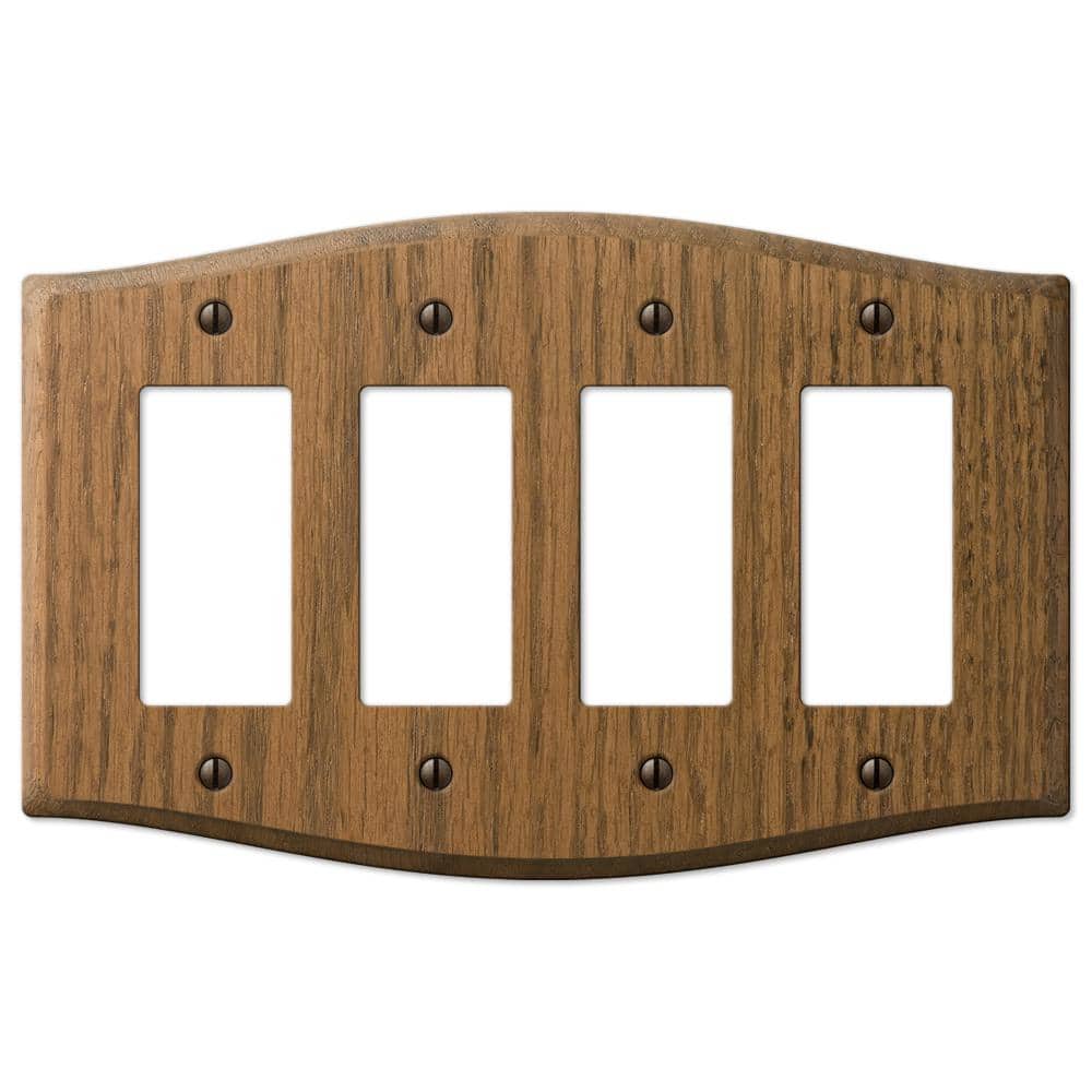 AMERELLE Country 4 Gang Rocker Wood Wall Plate - Medium Oak 701R4 - The ...