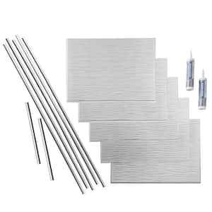 Fasade Ripple 18 in. x 24 in. Argent Silver Vinyl Decorative Wall Tile ...