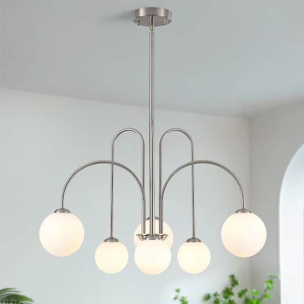 ADSENSTY 6-Light Sand Nickel Modern Empire Chandelier Sphere Pendant ...