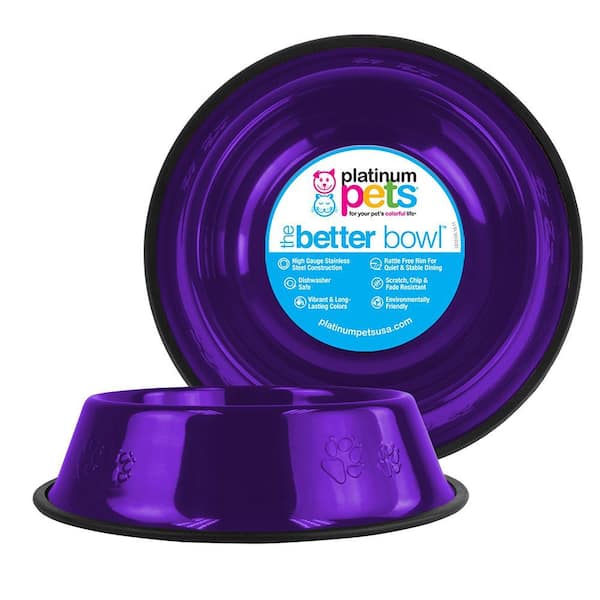 Platinum Pets Embossed Non-Tip Stainless Steel Cat/Dog Bowl, Electric ...