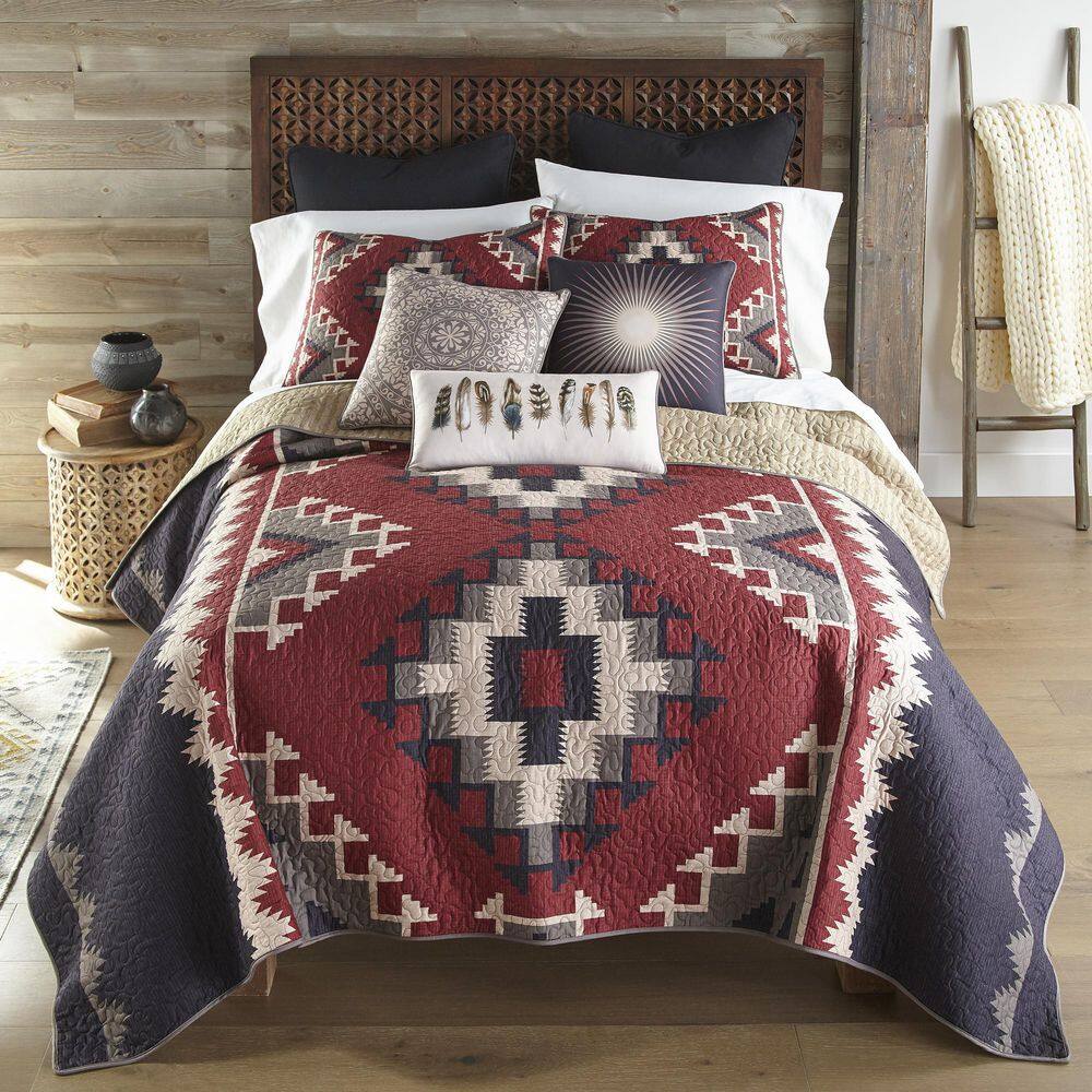 DONNA SHARP Mojave UCC 3-Piece Red Polyester Queen Quilt Set 60216 ...