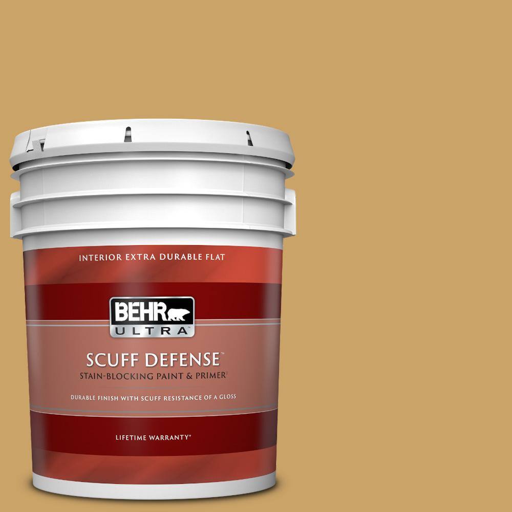 BEHR ULTRA 5 gal. #PPU6-17 Classic Gold Extra Durable Flat Interior ...