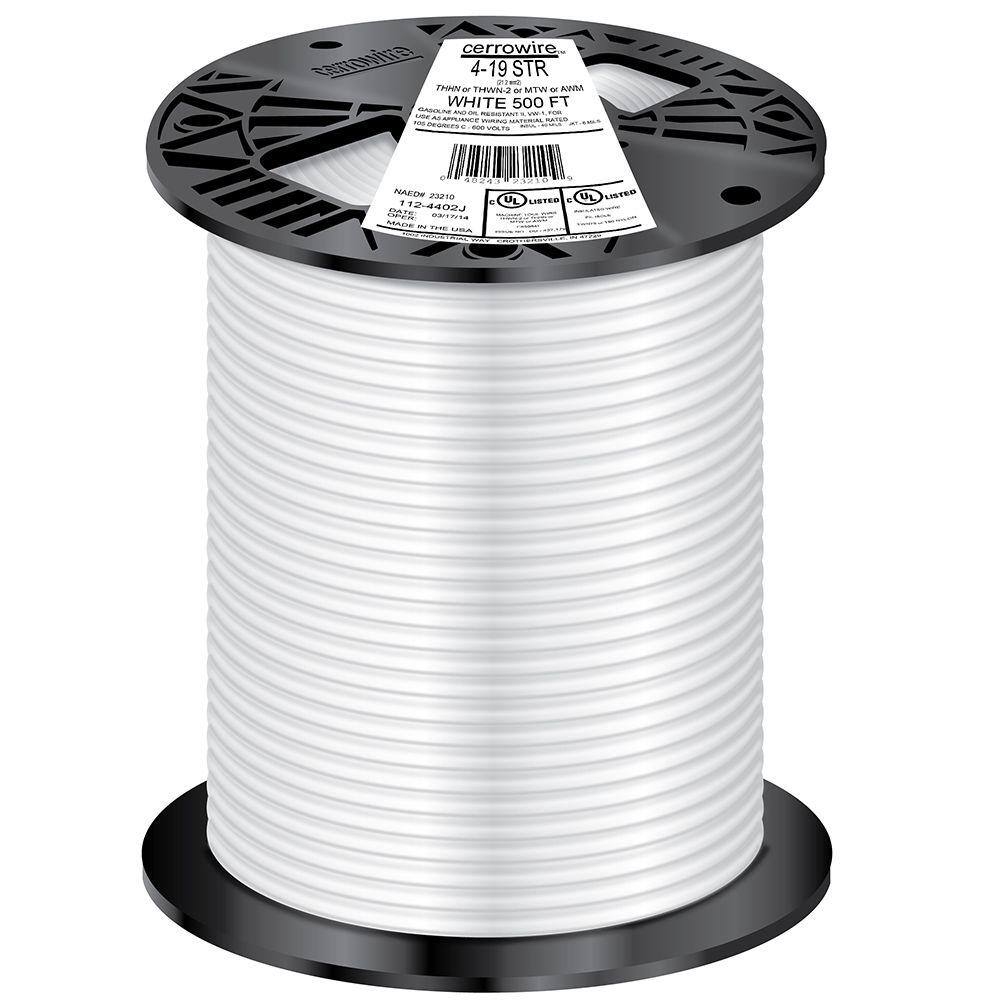 Cerrowire 500 ft. 1/4 White Stranded THHN Wire 112-4402J - The Home Depot