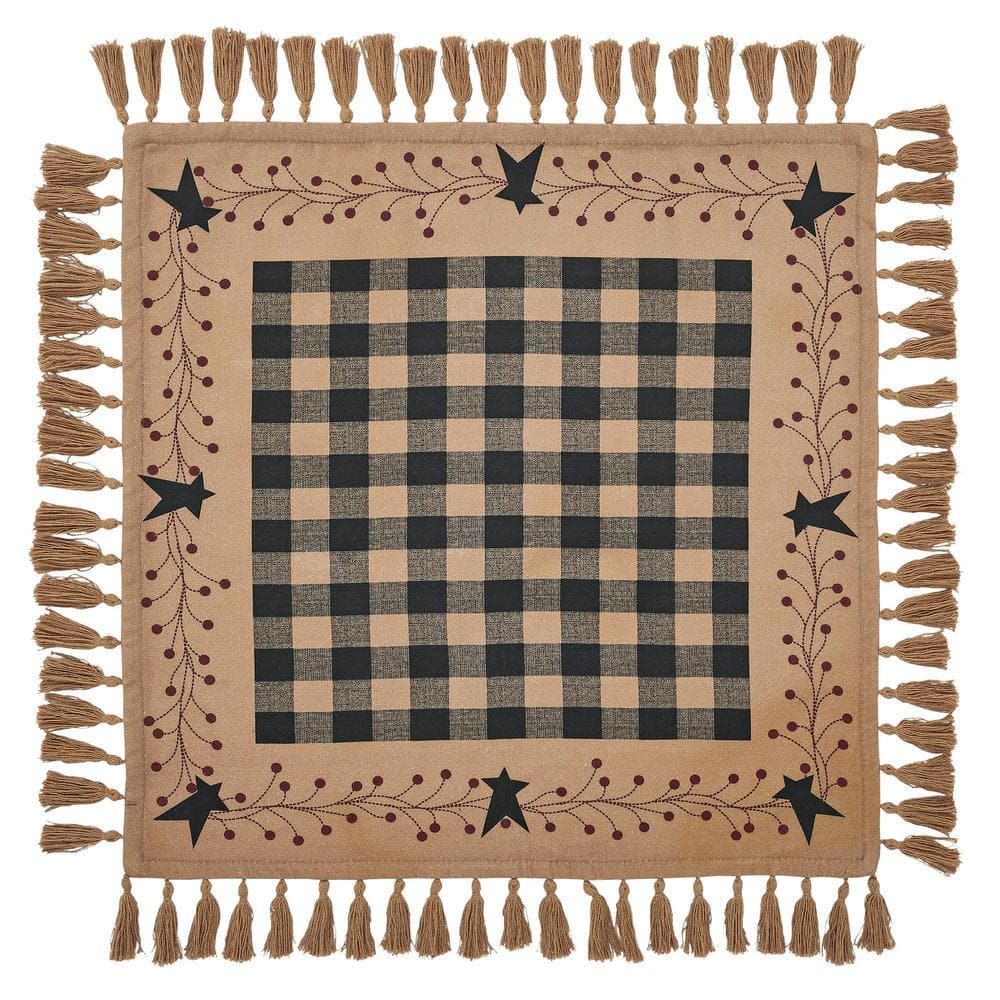 VHC BRANDS Pip Vinestar 20 in. W x 20 in. L Browns/Tan Checkered Floral ...