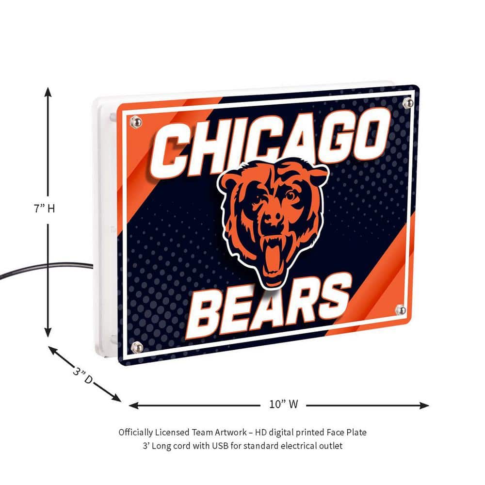 Evergreen Chicago Bears NFL Football Blue Rectangle Desklite LED Decor ...