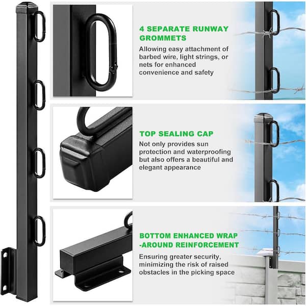 ATENGNES 23. in. Outdoor Fence Barbed Wire Extend Arm Fence Post ...