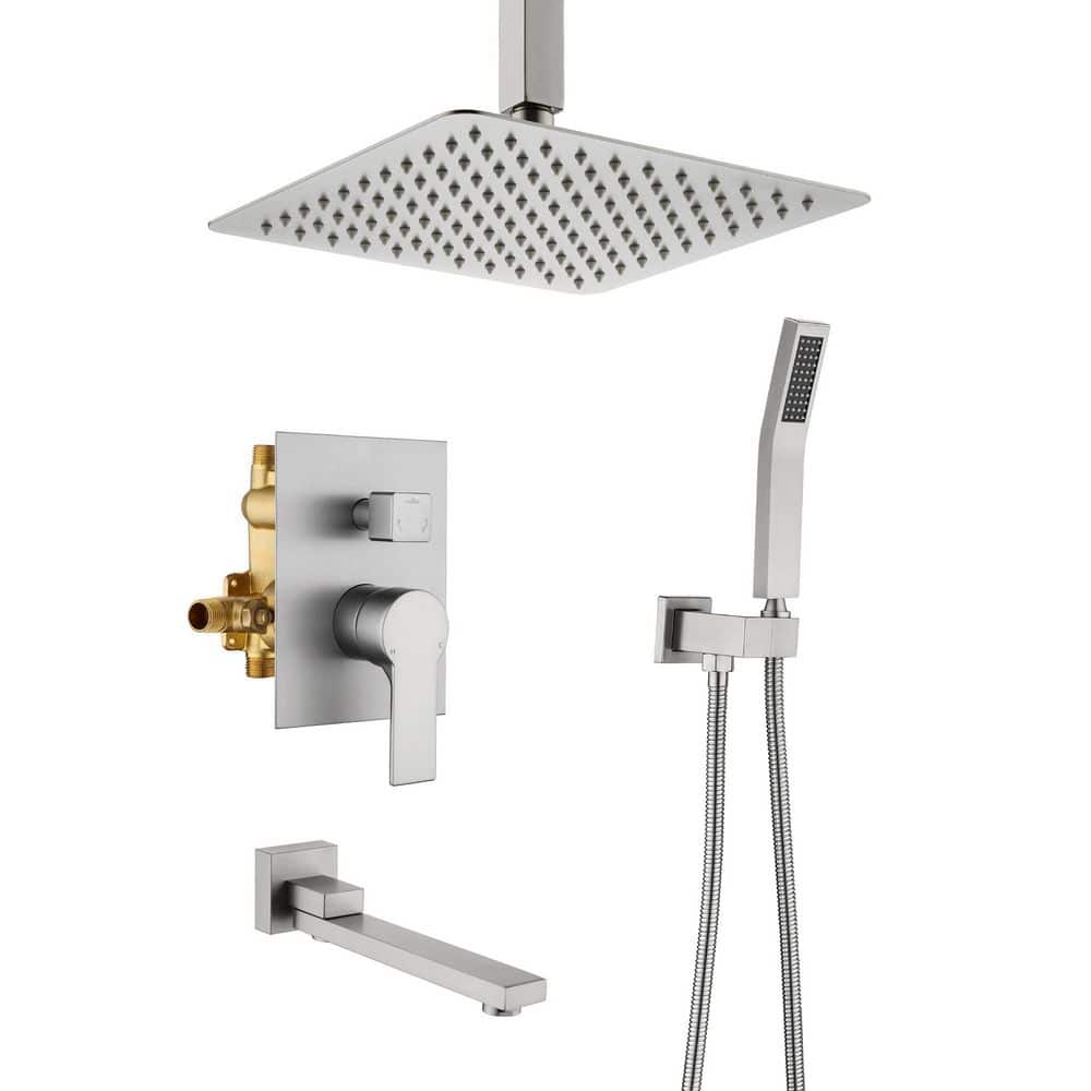 FLG Single Handle 1-Spray Ceiling Mount Tub and Shower Faucet System 1. ...