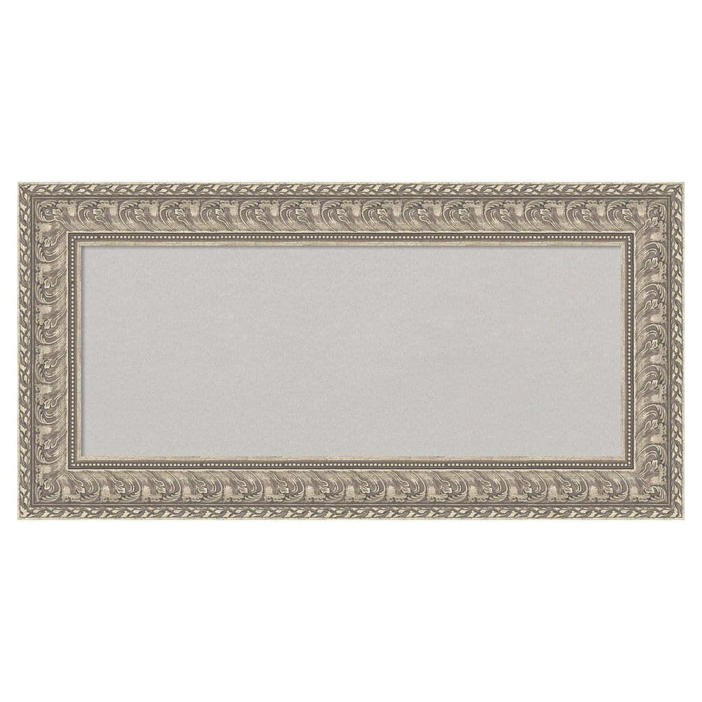 Amanti Art Sydney Silver 37 in. x 19 in. Poly Framed Grey Cork Memo ...