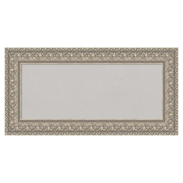 Amanti Art Sydney Silver 37 in. x 19 in. Poly Framed Grey Cork Memo ...
