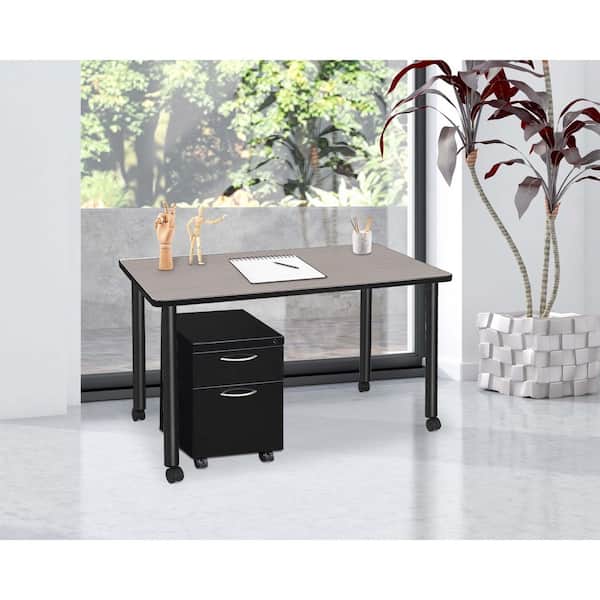 Regency Kee 48 in x 24 in. Maple Brown Top Mobile Desk with Storage ...