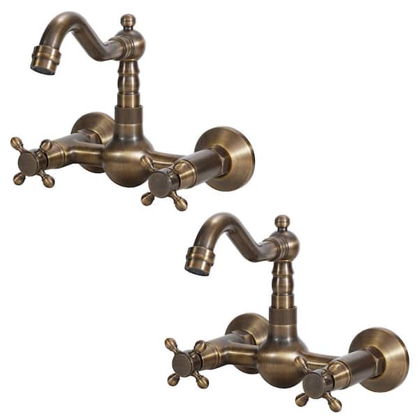 GRANDJOY British Vintage Style Double Handle Wall Mounted Bathroom ...
