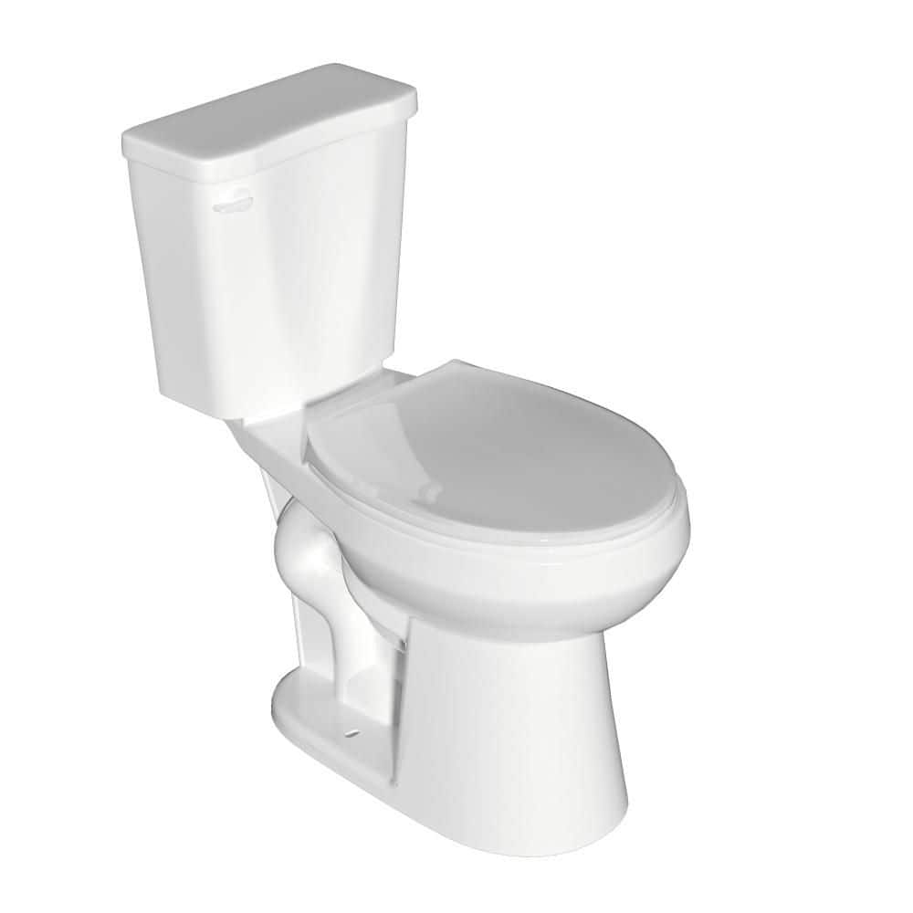 Kuomih 17 in. 2-Piece 1.28 GPF Single Flush Round Toilet in White with ...