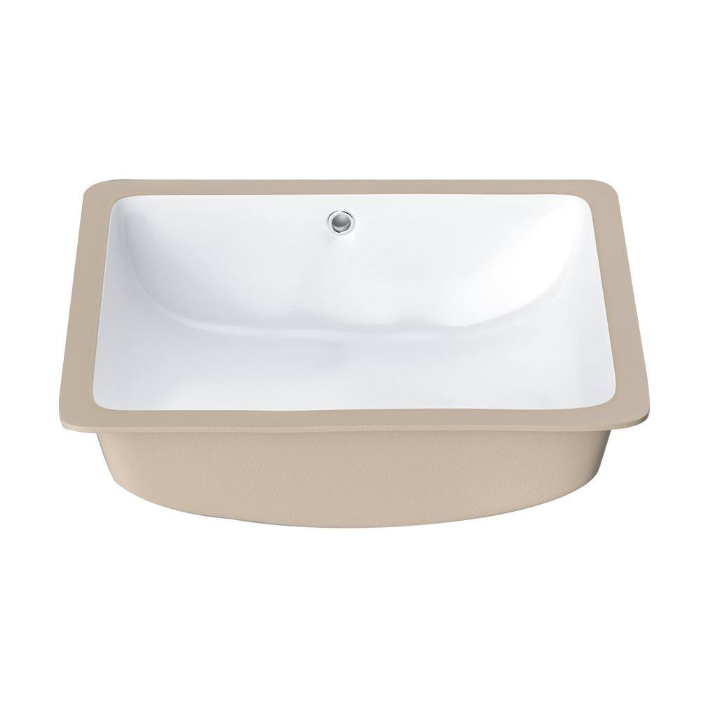 HOMLYLINK 21 in. Rectangular Undermount Bathroom Sink in White Vitreous ...
