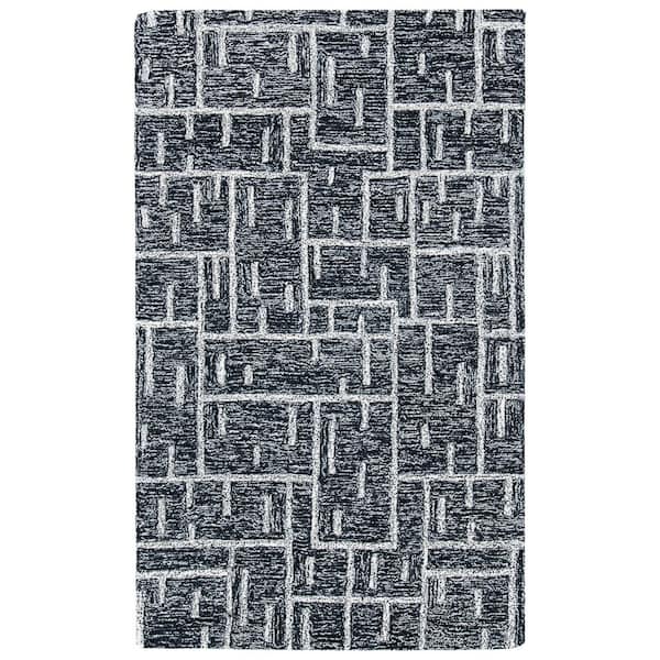 SAFAVIEH Cambridge 3 ft. x 5 ft. Black/Ivory Geometric High-Low Area ...