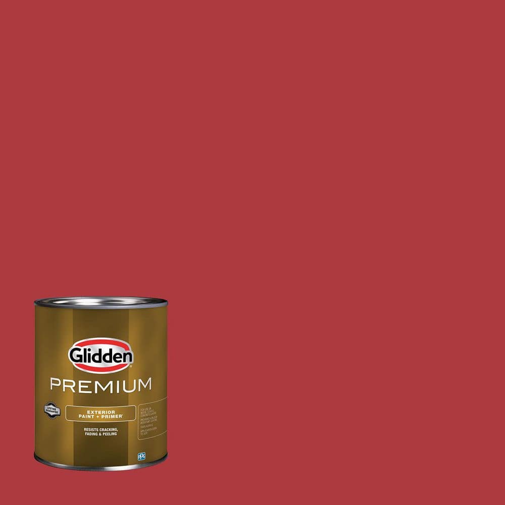 Glidden Premium 1 qt. PPG1187-7 Red Gumball Flat Exterior Latex Paint ...
