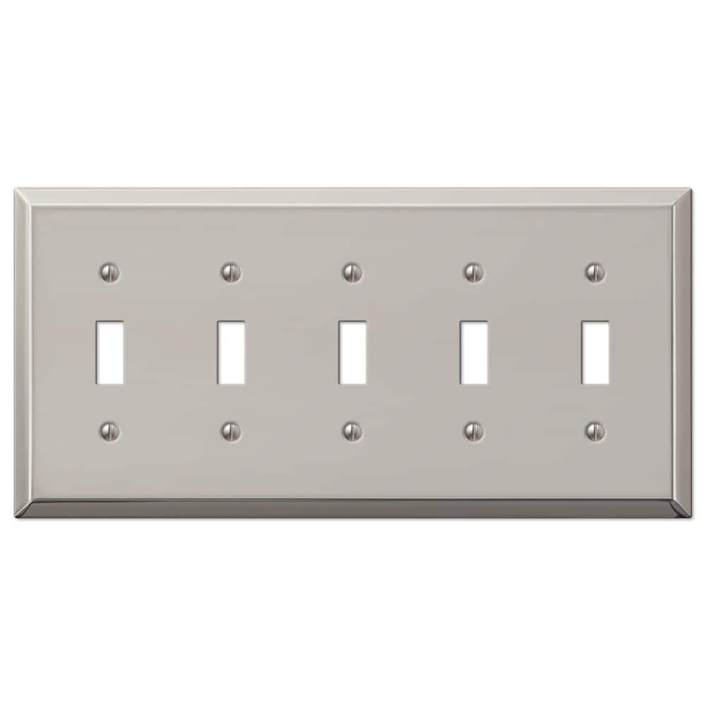 AMERELLE Metallic 5 Gang Toggle Steel Wall Plate - Polished Nickel ...