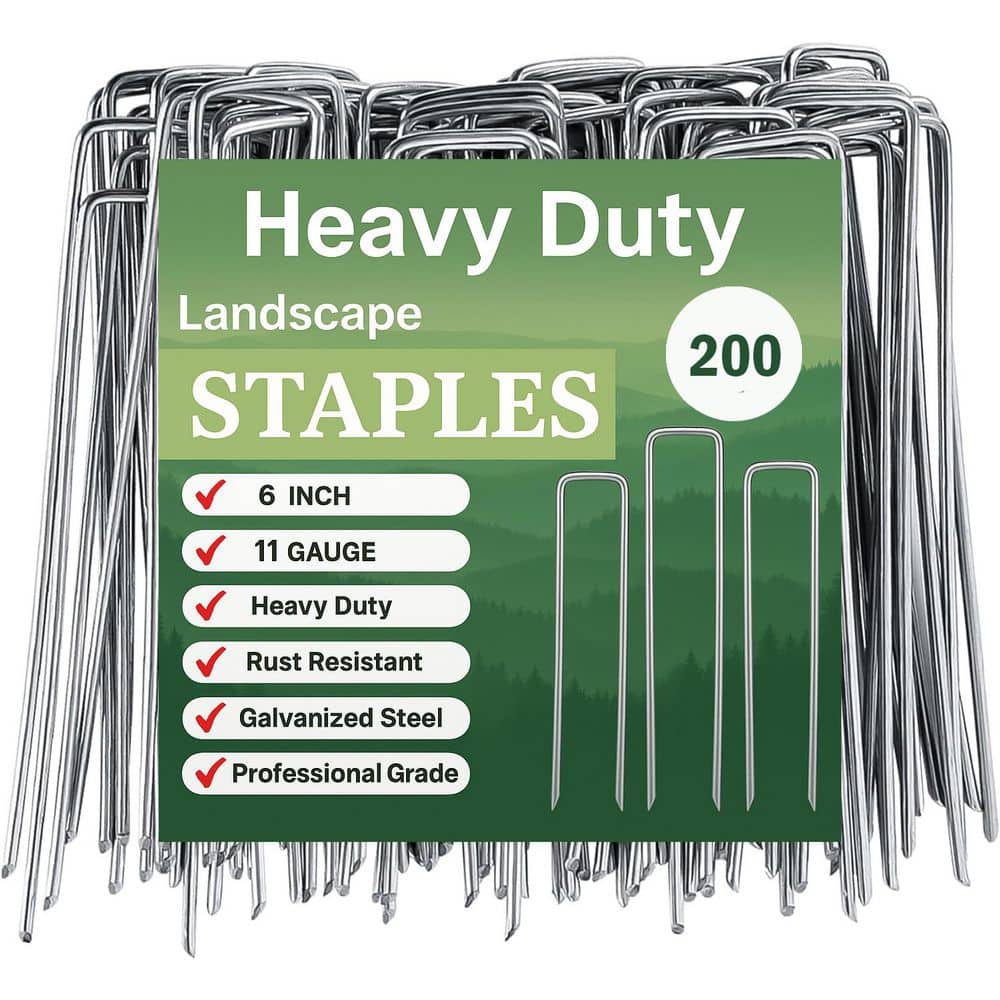 Ashman Online Heavy Duty Garden Stakes, Galvanized Landscape Staples ...