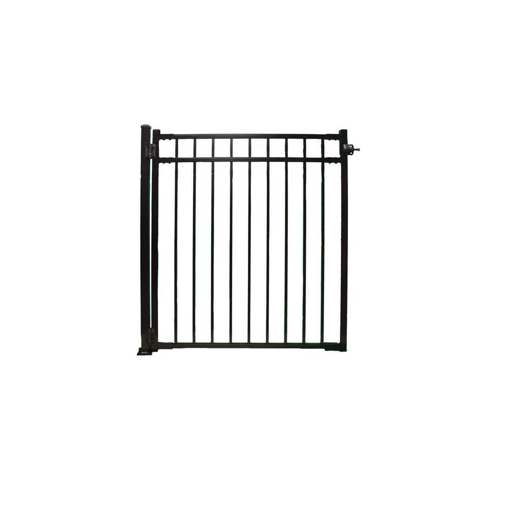 Weatherables Cypress 4 ft. W x 4.5 ft. H Black Aluminum Fence Gate Kit ...