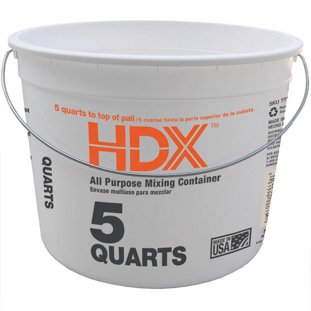 HDX 5 Quart Mix and Measure Bucket with Metal Handle in White PN0034HDX ...