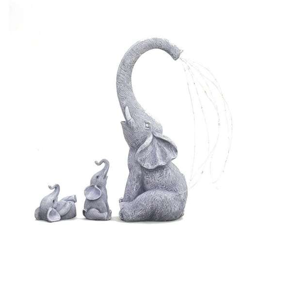 5 in. x 11 in. Gray Resin Elephant Outdoor Garden Statue for Lawn ...