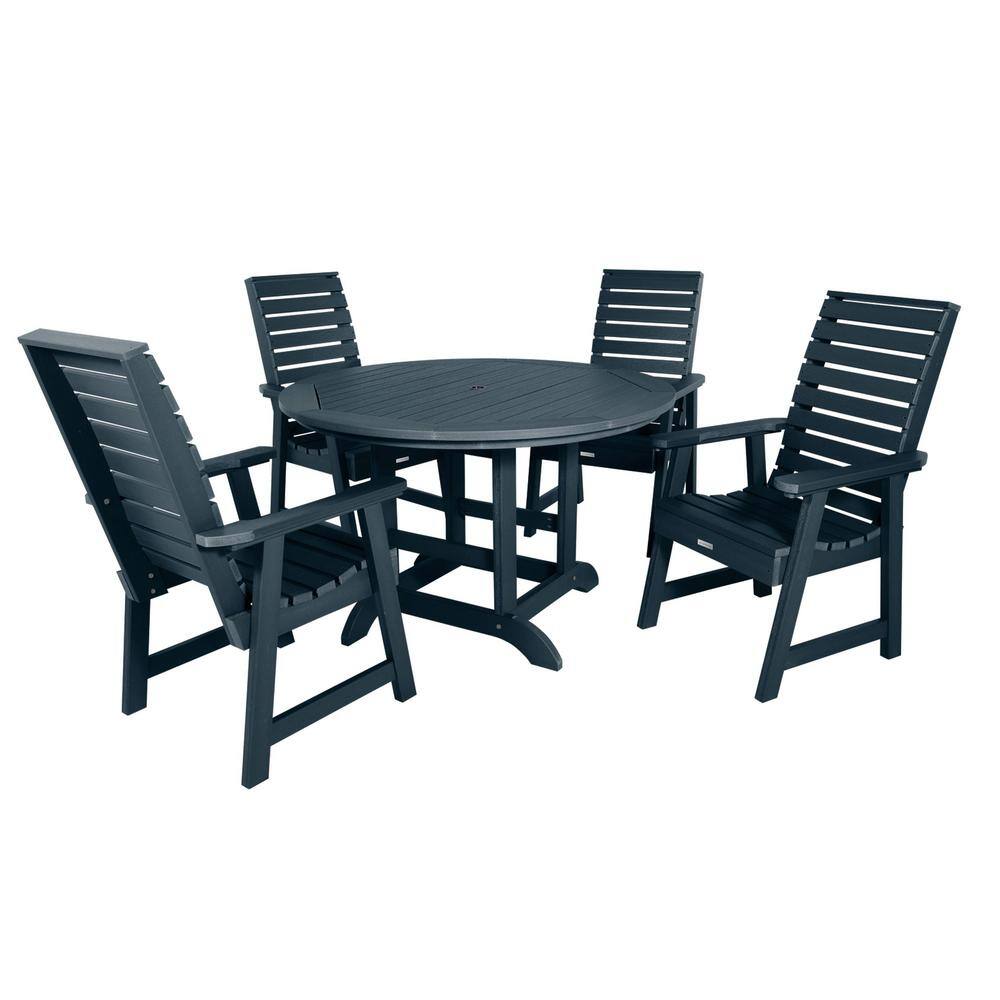 Highwood Weatherly Federal Blue 5-Piece Recycled Plastic Round Outdoor ...