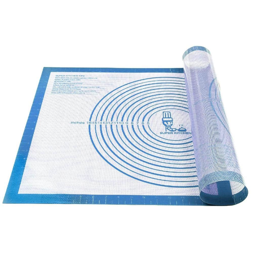 Anqtovp 28 in. x 20 in. Nonstick Silicone Pastry Blue Baking Mat with ...
