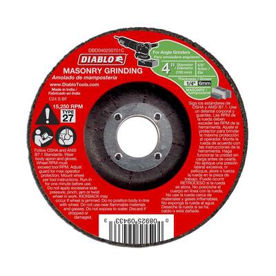 DIABLO 7 in. x 1/4 in. x 5/8-11 in. Masonry Grinding Disc with Type 27 ...