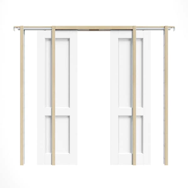 ARK DESIGN 48 in. x 80 in. 2-Paneled White Primed Wood Door with Solid ...