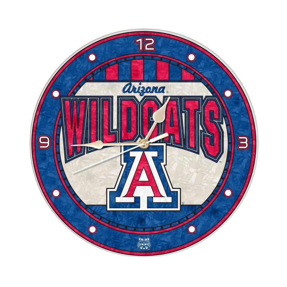 The Memory Company NCAA - 12 in. Arizona Art Glass Clock COL-ARZ-274 ...