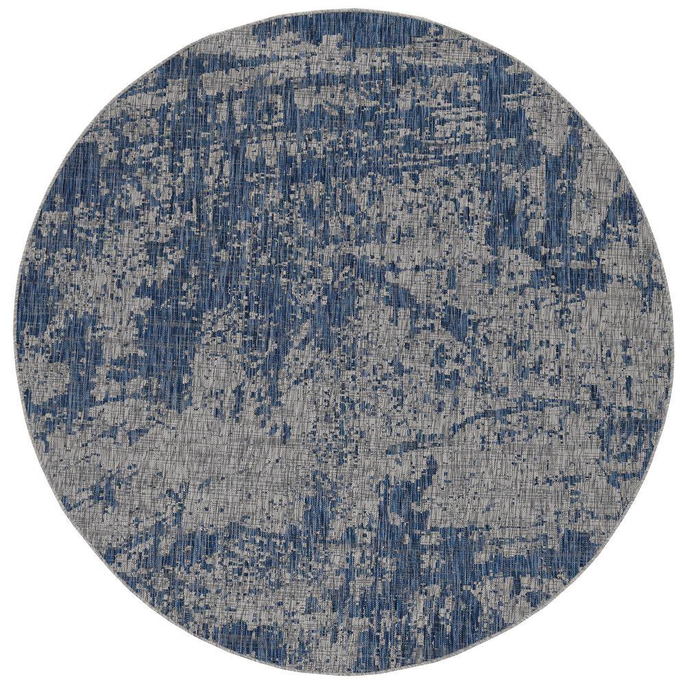 MILLERTON HOME Isla Gray/Denim 8 ft. Round Transitional Distressed ...