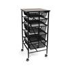 Origami Folding Steel 5 Drawer Mesh Storage Kitchen Cart Wood Top ...
