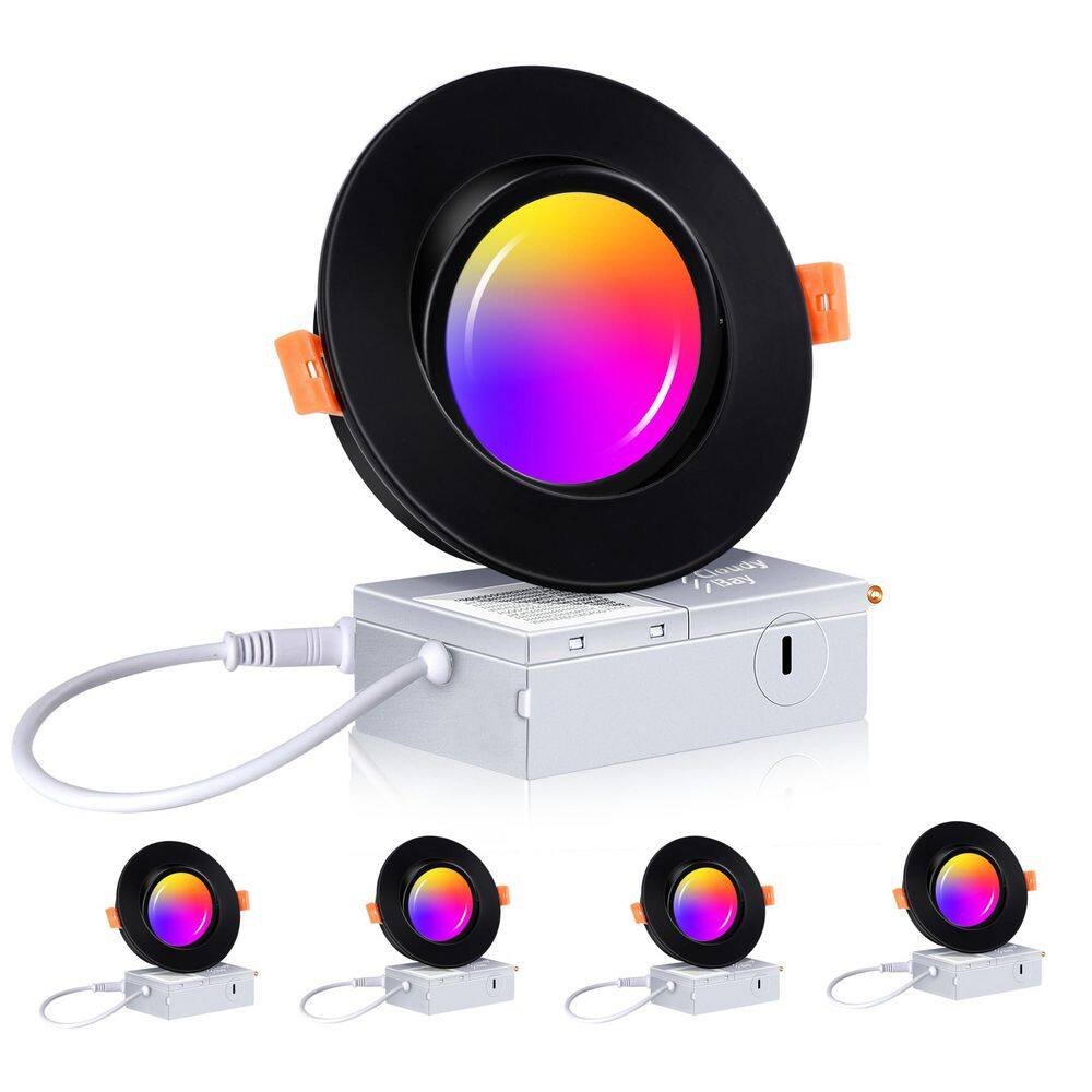 BeamBox 4 Inch WiFi LED Gimbal Recessed Lights, RGBCW Color Change ...