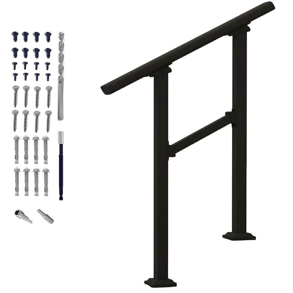 36 in. Black Metal Decorative Step Support Trellis, Adjustable Outdoor ...